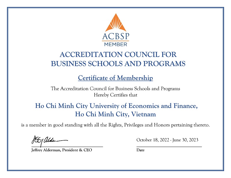 UEF chính thức trở thành thành viên của Tổ chức kiểm định ACBSP - Hoa kỳ